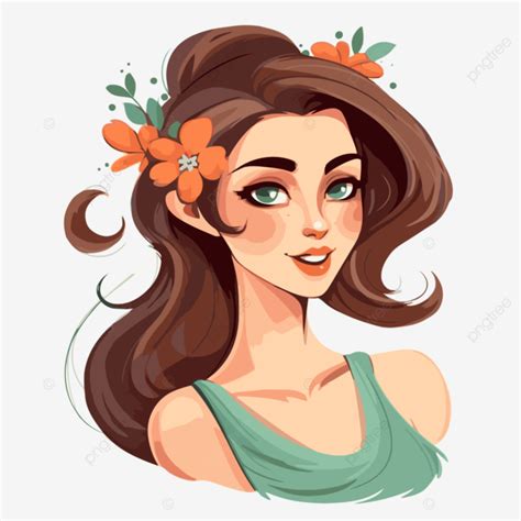 Beautiful Woman Vector Sticker Clipart The Cartoon Girl Wears An