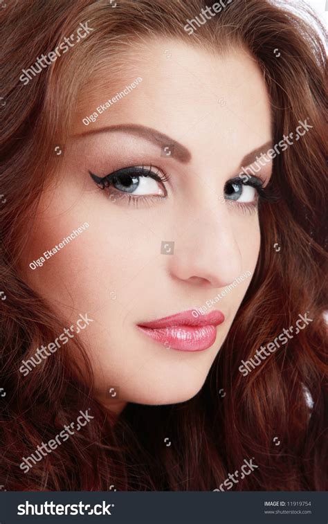 Close Up Portrait Of Beautiful Blue Eyed Girl With Classical Glamorous