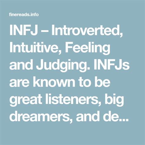 infj introverted intuitive feeling and judging infjs are known to