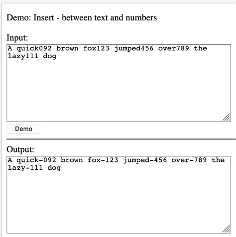 how to insert dash between numbers and text javascript stack overflow