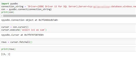 python i am getting an error while connecting to an sql