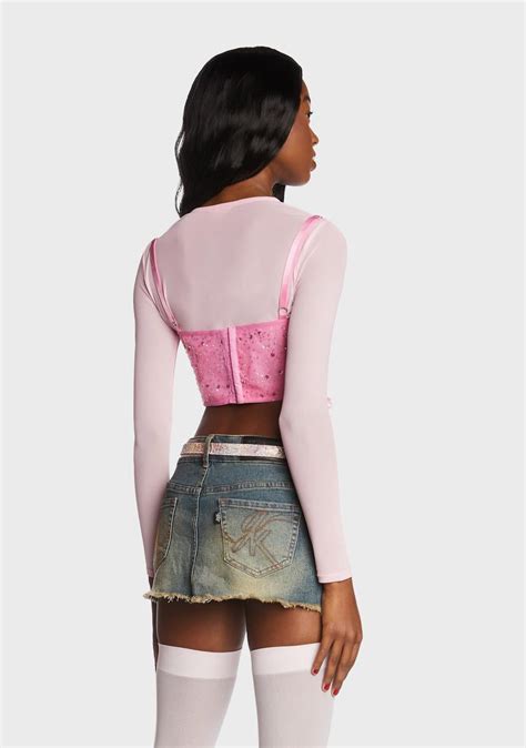 Sugar Thrillz Pearl Sequin Underbust Corset Pink Dolls Kill