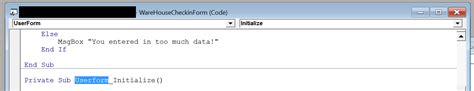 vba userform initialize not working error 424 or error 91 stack