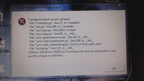 erreur cx freeze python error in main script