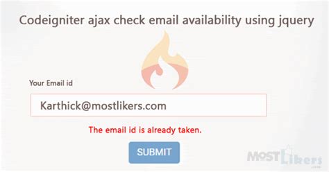 codeigniter ajax check email availability using jquery