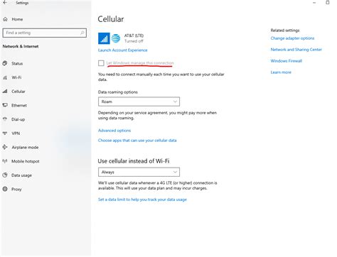 i am not able to enable the cellular option on my window 10 laptop
