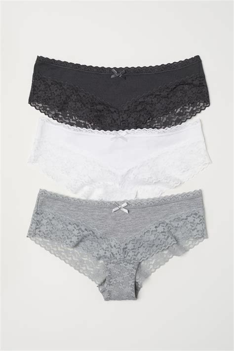 3 Pack Hipster Briefs Low Waist Grey Ladies Handm Gb