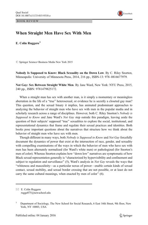 Pdf When Straight Men Have Sex With Men