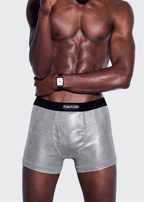 Tom Ford Mens Logo Band Metallic Cotton Boxers Bergdorf Goodman