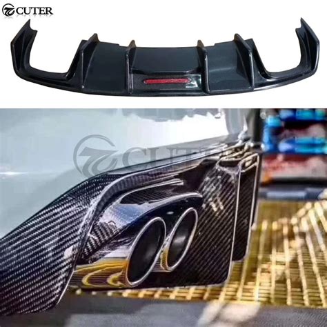 A4 B8 5 S4 Carbon Fiber Rear Bumper Diffuser Lip With Led Lights For