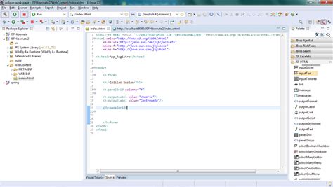 eclipse ¿cómo despliego los componentes de jsf en este proyecto