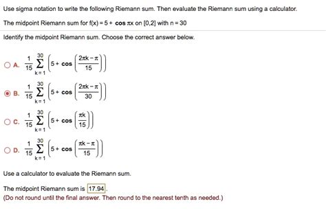 solved use sigma notation to write the following riemann sum then