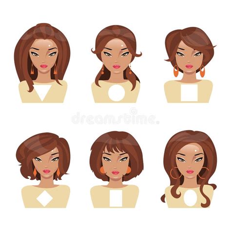 Various Types Of Female Faces Set Of Different Face Shapes Stock