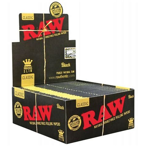 Raw Classic King Slim Size Rolling Papers Display 50ct World Wholesale