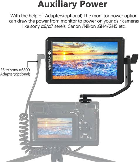 Feelworld F6 5 7inch Fhd Ips On Camera 4k Hdmi Monitor With Swivel Arm