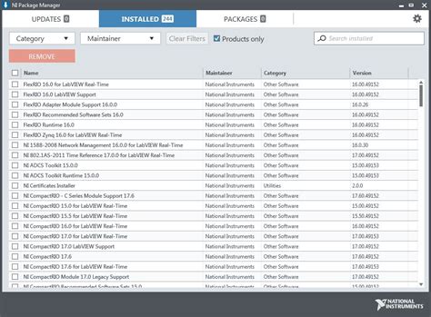 ni package manager blocks the add remove programs functionality in