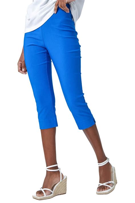 Roman Blue Elastic Waist Stretch Cropped Trousers Matalan