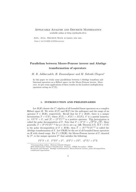 pdf parallelism between moore penrose inverse and aluthge