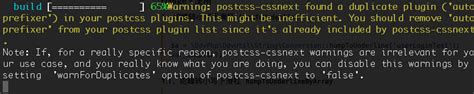 warning postcss cssnext found a duplicate plugin autoprefixer in