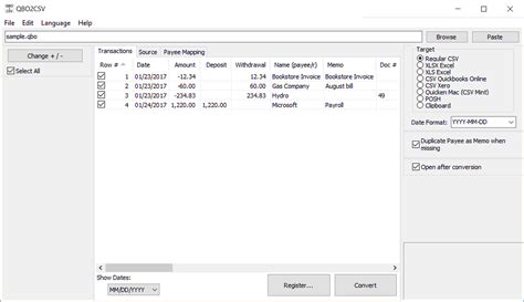 qbo2csv convert qbo to csv excel propersoft