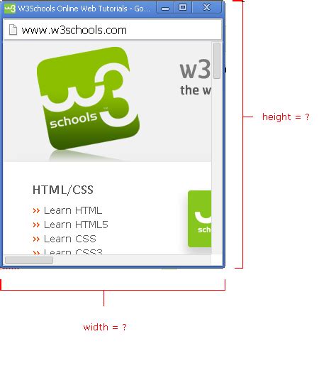 javascript how to get the window width and height javascript