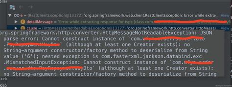 error while extracting response for type [class xxx] and content type