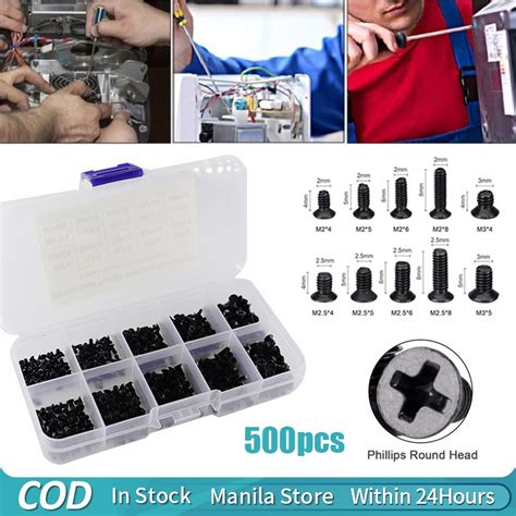 500pcs Universal Laptop Screws Set M2 M2 5 M3 Flat Head Phillips Screws