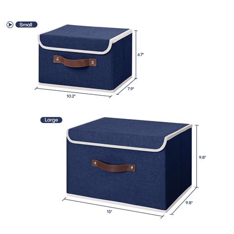 Foldable Fabric Storage Bin With Handle Lid Large Collapsible Box