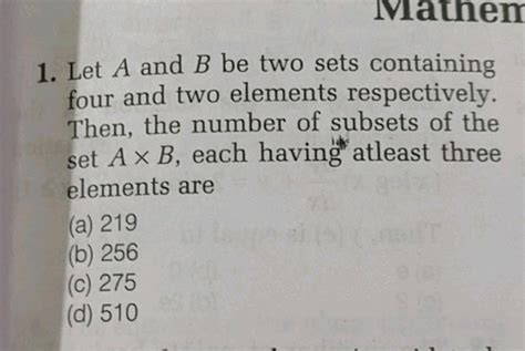 Let A And B Be Two Sets Containing Four And Two Elements