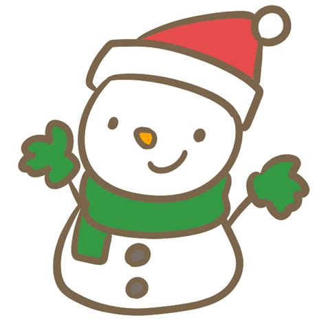 サンタ帽子の雪だるま（赤）のイラスト かわいいフリー素材が無料のイラストレイン