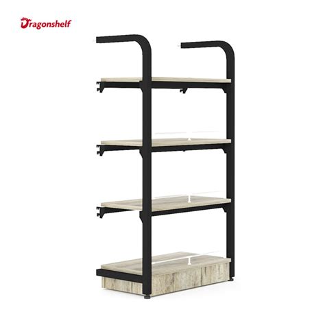 High Quality Double Sided Customizable Gondola Steel And Wood Structure