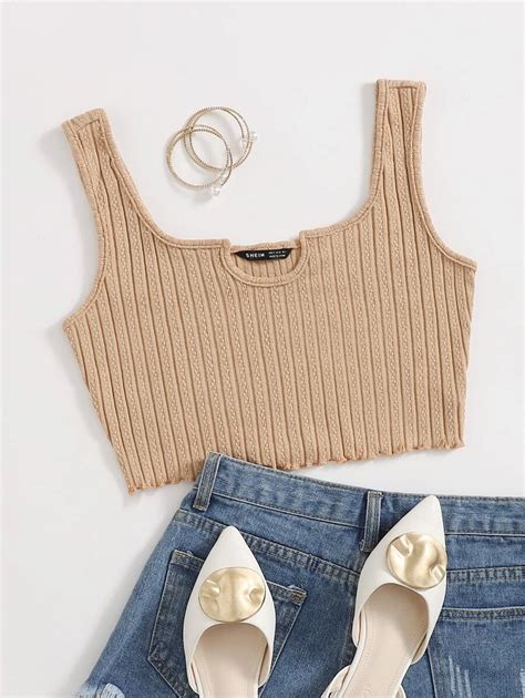 Shein Lettuce Trim Rib Knit Tank Top Artofit