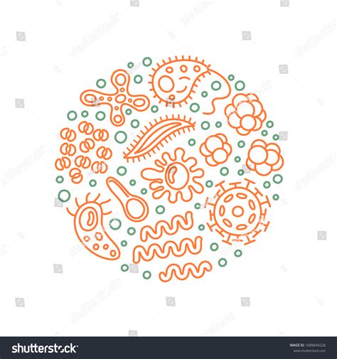 Bacteria Viruses Circle Microorganisms Diseasecausing Objects เวกเตอร์