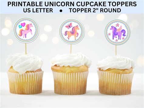 Unicorn Cupcake Toppers Printable Etsy