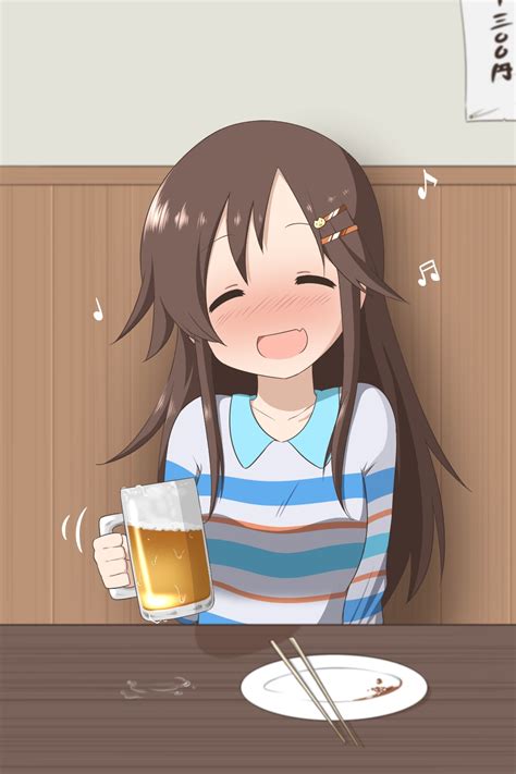 Safebooru 1girl D Alcohol Beer Beer Mug Blush Brown Hair