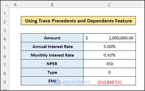 trace precedents and dependents in excel with quick steps
