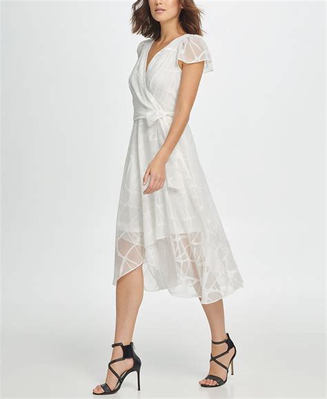 Dkny Flutter Sleeve V Neck Wrap Midi Dress Macys