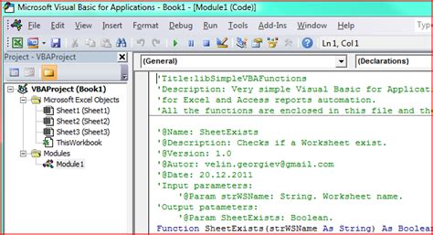 visual basic for applications automation library simple