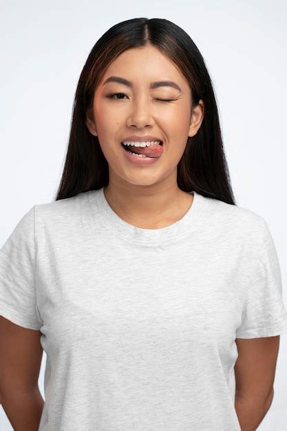 Free Photo Medium Shot Woman Sticking Out The Tongue
