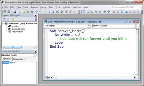 stop a macro from running in excel