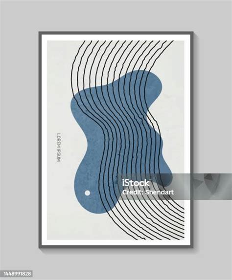 Geometris Trendi Estetika Abstrak Minimalis Tangan Digambar Poster