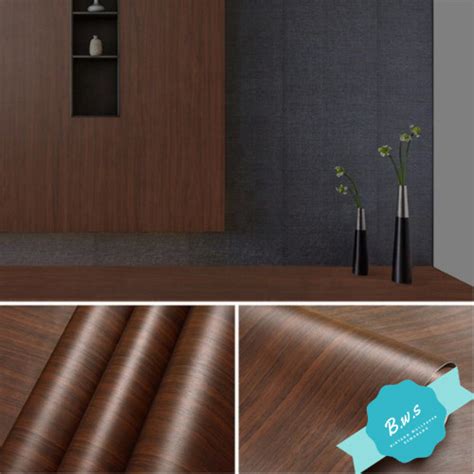 Jual Wallpaper Sticker Dinding Elegan Motif Kayu Serat Coklat 10m X
