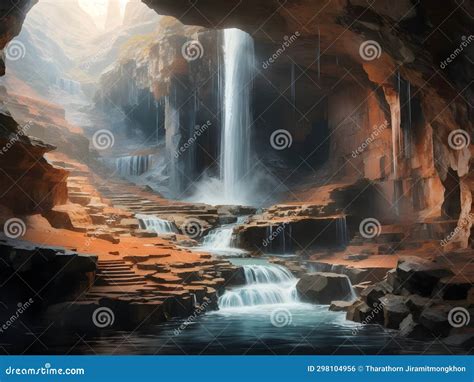 Waterfall Wonders Hidden Cascades In The Lush Rainforest Backdrop Stock