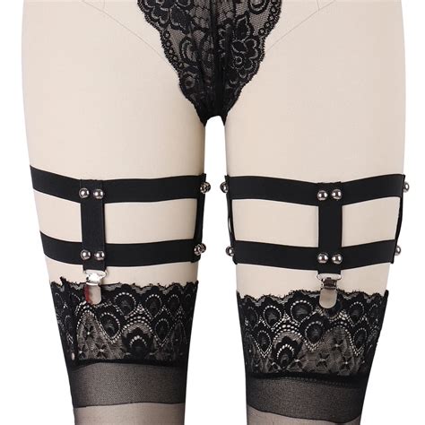 Buy Womens Leg Sock Garters Black Elastic Thigh