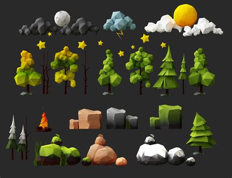 3d model environment low poly 3d models pack for game vr ar low