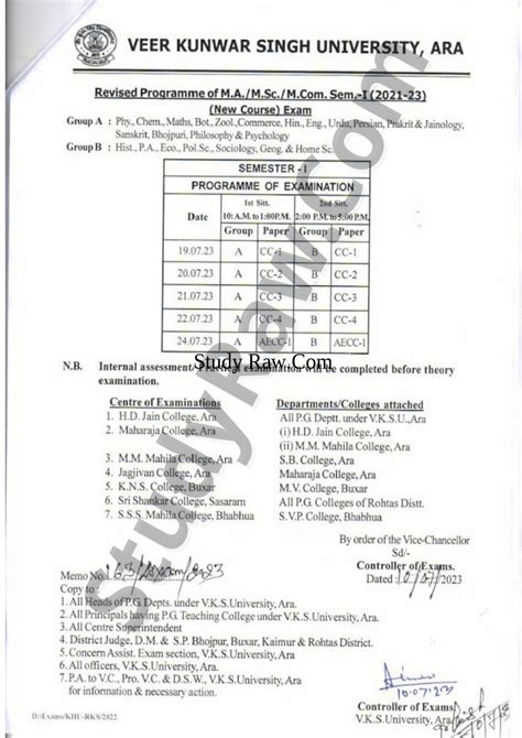 Vksu Pg Sem 1 Exam Schedule 2023 New Ma Msc Mcom 2021 23
