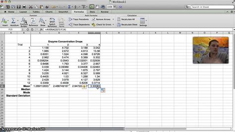 calculating mean median mode and standard deviation in excel youtube