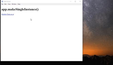 node js electron prevent multiple instance with middle click stack