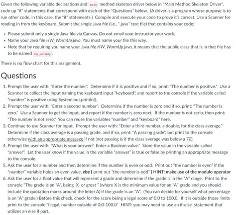 solved given the following variable declarations and main