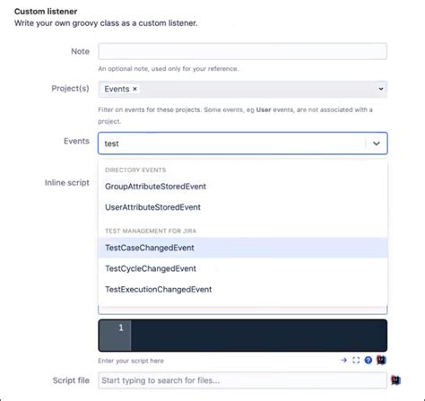 creating listeners in scriptrunner for zephyr scale events zephyr